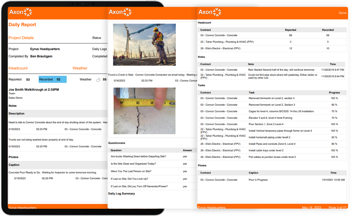 Daily field reporting